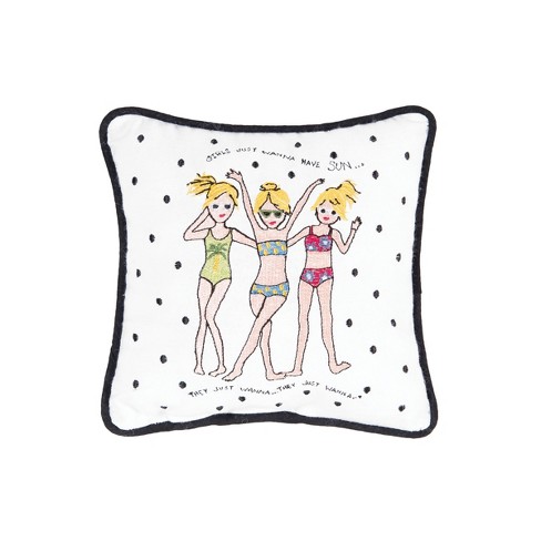 C&f Home Just Want To Have Fun Embroidered Small Petite Throw Pillow ...