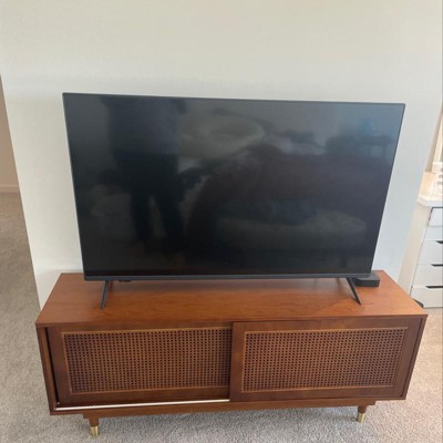 Allen Tv Stand For Tvs Up To 60" With Faux Rattan Sliding Doors Walnut ...