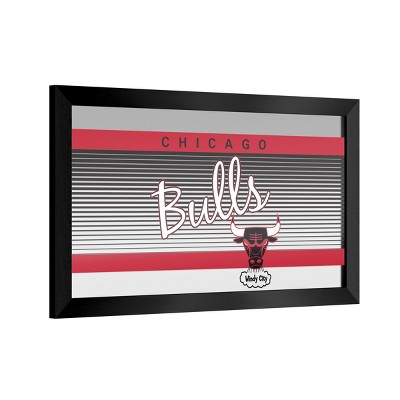 Chicago Bulls Fade Black Framed Bar Mirror By Trademark Gameroom : Target