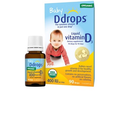Ddrops Baby Vitamin D 400 Iu Organic Liquid Drops - 0.06 Fl Oz : Target
