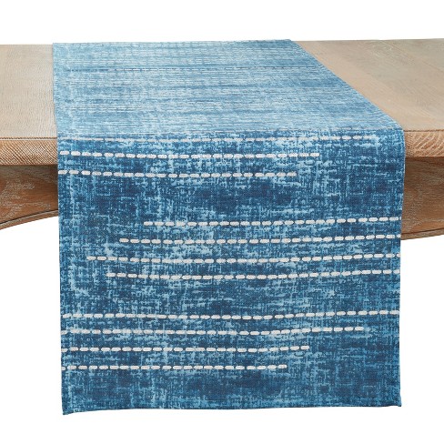 Saro Lifestyle Table Runner With Foil Print Dash Line Design, 16"x72 ...