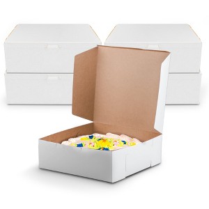 MT Products Plain Cookie Boxes 14" x 14" x 5" - White Bakery Boxes No ...