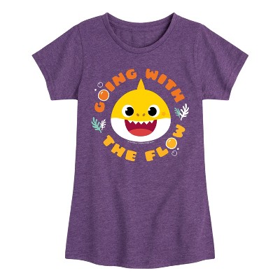 Girls' - Baby Shark - Going With The Flow Fitted Short Sleeve Graphic T ...