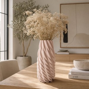 Twisted 3D Printed Ceramic Flower Vase for Living Room Decor - Modern ...