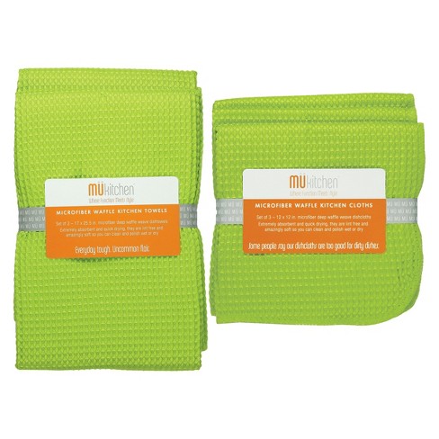 Ultra Absorbent Microfiber Waffle Kitchen Towel And Dish Cloth Set - Mu ...