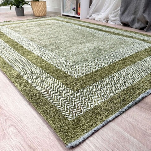Alfa Rich 7x10 Green Washable Area Rugs For Living Room Bedroom Kitchen ...