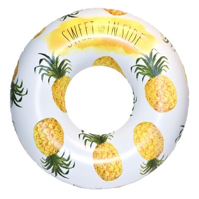 Coconut Outdoor Rae Dunn 48" Ring Pool Float - Sweet On The Inside (pineapple Pattern) : Target