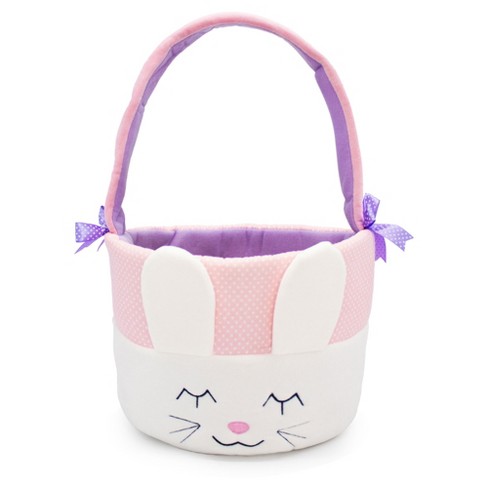 Plush Easter Bunny Baskets For Kids With Handles, White - Plushible ...