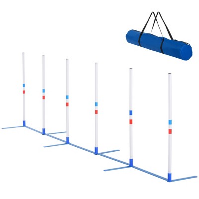 Pawhut Agility Weaves Poles, Adjustable Dog Agility Kit Training Course ...