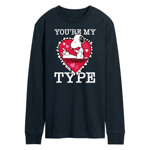 Men's Peanuts You're My Type Long Sleeve Graphic T-shirt - Navy - X ...