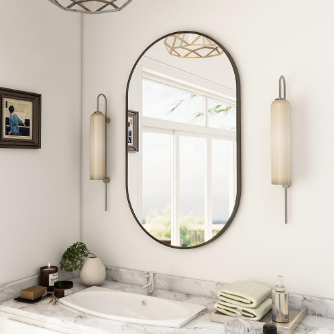 Homlux Oval Wall Mounted Mirror 22"x38", Black : Target