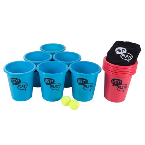 Toy Time Large Pong Outdoor Game Set With 12 Buckets, 2 Balls, And ...