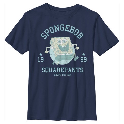 Boy's Spongebob Squarepants Distressed Blue Bikini Bottom T-shirt : Target