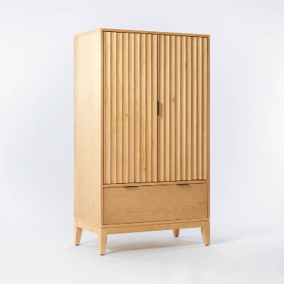 55 Thousand Oaks Wood Scalloped Cabinet Natural Threshold Designed With Studio Mcgee Dresser With Storage Shelves Target