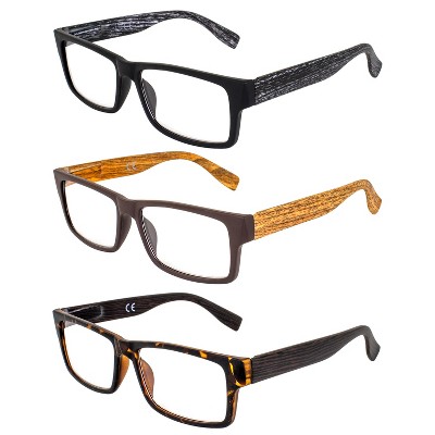 3 Pairs Of Global Vision Eyewear Wood Reading Glasses With Clear Lenses ...
