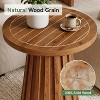 Lantine Round Side Table, Solid Wood End Table with Fluted Base, Modern ...