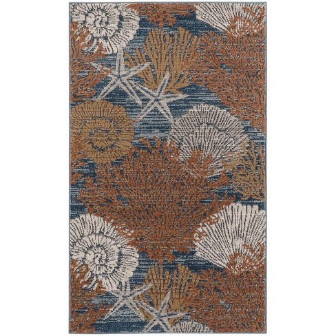 Nourison 3' X 5' Pompeii Nautical Indoor Area Rug Blue Multicolor : Target