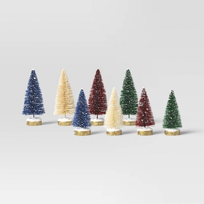 Northlight Bottle Brush Pine Christmas Village Trees - Set Of 9 : Target