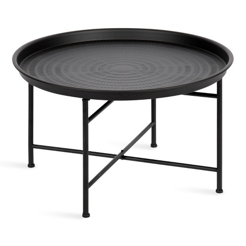 Kate and Laurel Mahdavi Round Metal Coffee Table 25.5x25.5x15.5 Black