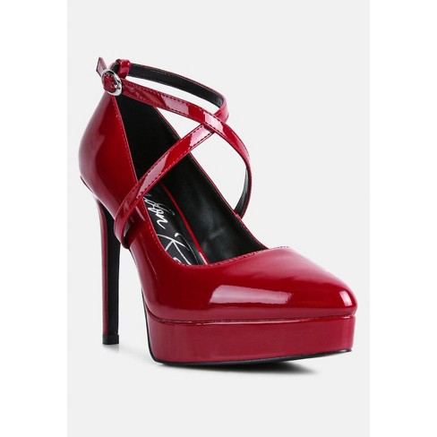 London Rag Womens Pixie Dust Patent Faux Leather Cross Strap Pumps 5 ...