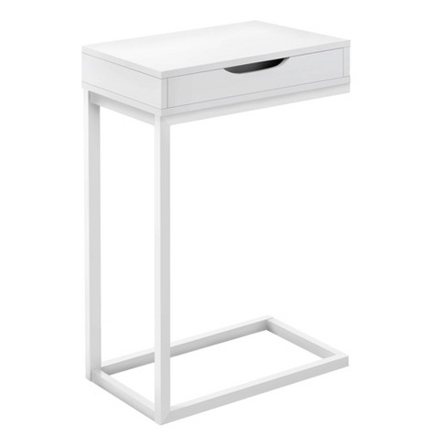 Everyroom C Style Accent Table With Drawer White: Laminated Metal Frame ...