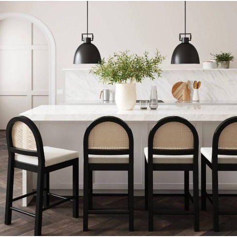 Nathan James Set Of 4 Bailey Boucle Counter Height Barstools Black : Target