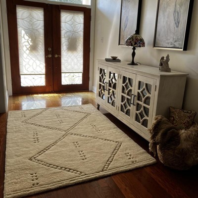 5'x7' Cedar Hills Plush Geo Print Rug Cream - Threshold™ Designed With ...