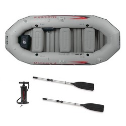 Intex Excursion 4-person Inflatable Boat Set For Fishing And Boating ...