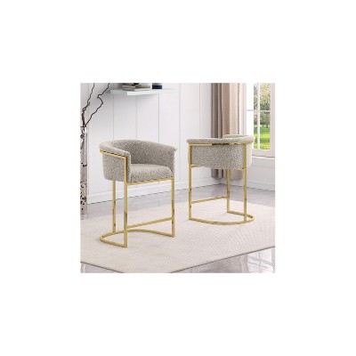 HomeStock 18.9 in. H Gray Finish High Back Metal Bar Stool with Faux ...