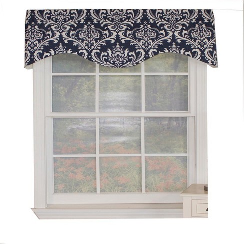 Ozbourne Cornice Syel 3" Rod Pocket Valance 50" X 17" Navy By Rlf Home ...