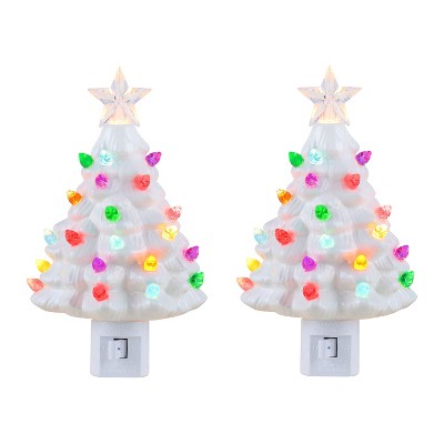 Mr. Christmas Nostalgic Led Ceramic Christmas Tree Nightlights - Set Of ...