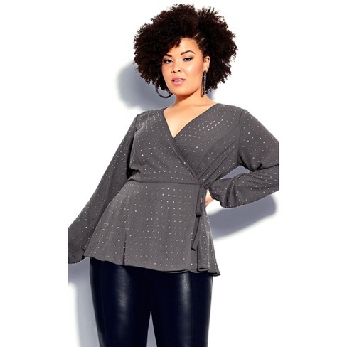 City Chic | Women's Plus Size Top Bling Flirt - Night Sky - 14w : Target