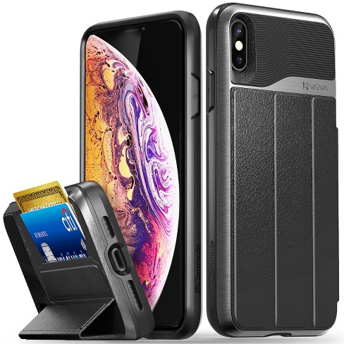 Vena Vcommute For Apple Iphone Xs Max Wallet Case Leather Flip Cover With Card Slot And Kickstand Black Target