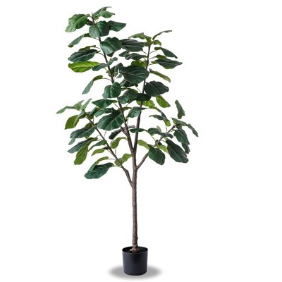 Forever Leaf 72" Artificial Ficus Silk Tree In Black Pot, Indoor ...