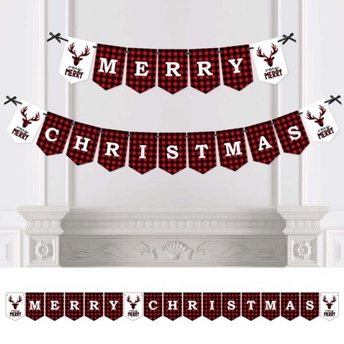 Big Dot Of Happiness Prancing Plaid - Christmas Buffalo Plaid Bunting ...