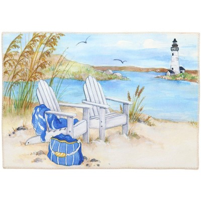 Olivia’s Home Picnic By The Lighthouse Coastal Scene Doormat, 22" x 32 ...