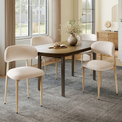 4 Pack Modern Farmhouse Dining Chairs, Breathable Fabric with Foot Pegs ...