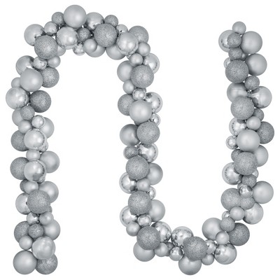 Northlight 6' Silver Shatterproof Ball 3-finish Christmas Garland : Target