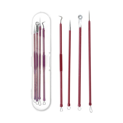 Unique Bargains Facial Pimple Extractor Tool Purplish Red 1 Set : Target