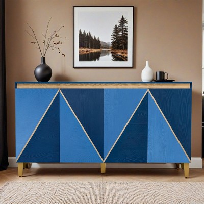 60" Retro Buffet Cabinet with Storage, 4-Door Vintage Sideboard Cabinet ...