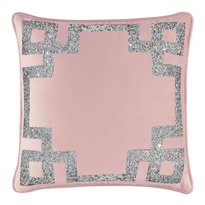 16"x16" Luminous Greek Key Border Square Throw Pillow Blush Velvet ...