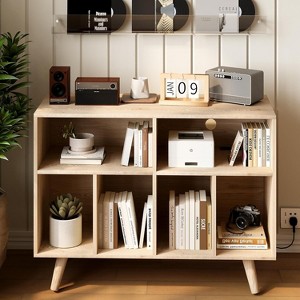 Large Record Player Stand, Wood Vinyl Record Storage with Power Outlet ...