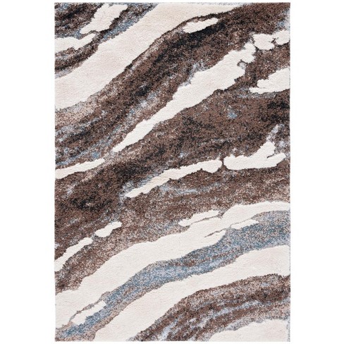 Hi-lo Shag Hls204 Power Loomed Area Rug - Brown/beige Blue - 5'3"x7'6 ...