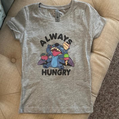 Girl's Lilo & Stitch Always Hungry Stitch T-shirt - Athletic Heather ...