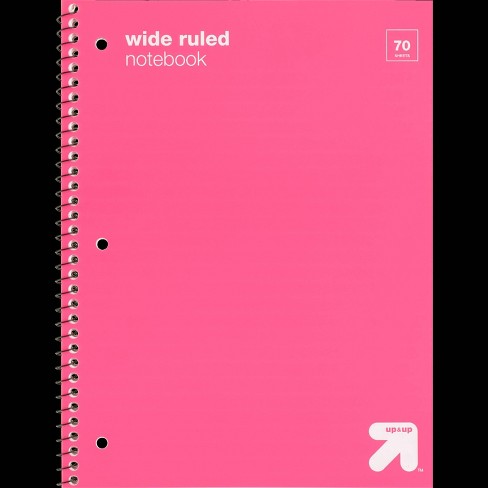 Wide Ruled Pink 1 Subject Flexible Plastic Cover Spiral Notebook - Up ...