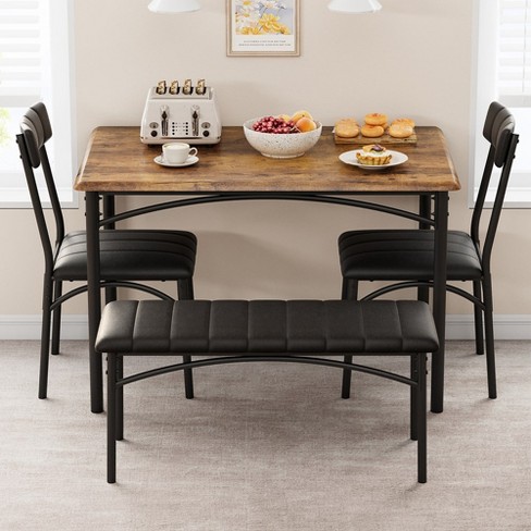 Kitchen Table With Upholstered Chairs And Bench, Dining Table Set For 4 ...