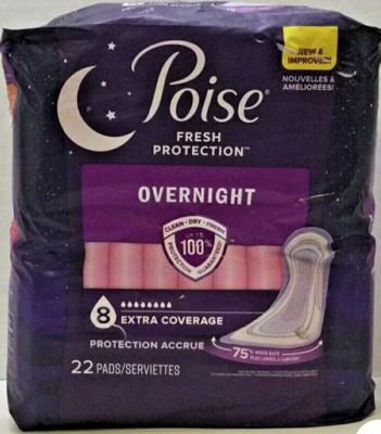 Poise Overnight Incontinence Pads For Women - Ultimate Extra Coverage ...