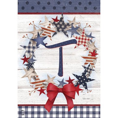 Briarwood Lane American Wreath Monogram T Garden Flag 18" X 12.5" : Target