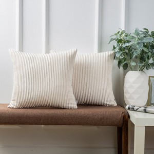 Phantoscope Soft Corduroy Striped Velvet Square Decorative Throw Pillow ...