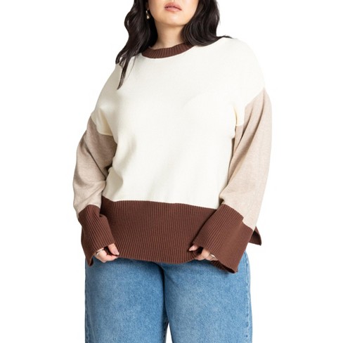 Eloquii Women's Plus Size Colorblocked Relaxed Sweater - 22/24 ...